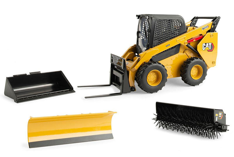 Caterpillar 272D3 Wheeled Skid Steer Loader in Yellow with Accessories Nice Car Collection