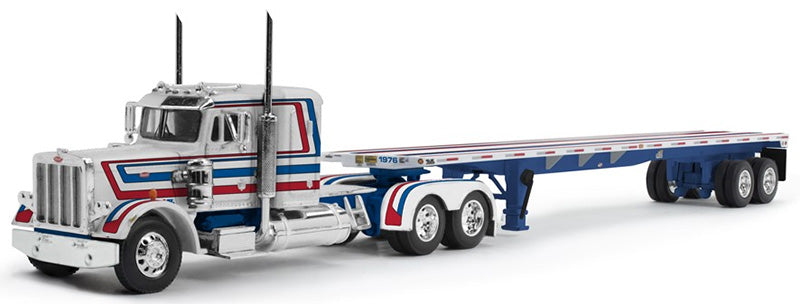 Peterbilt 359 with 36" Flat Top Sleeper & 48' Utility Flatbed Trailer ...