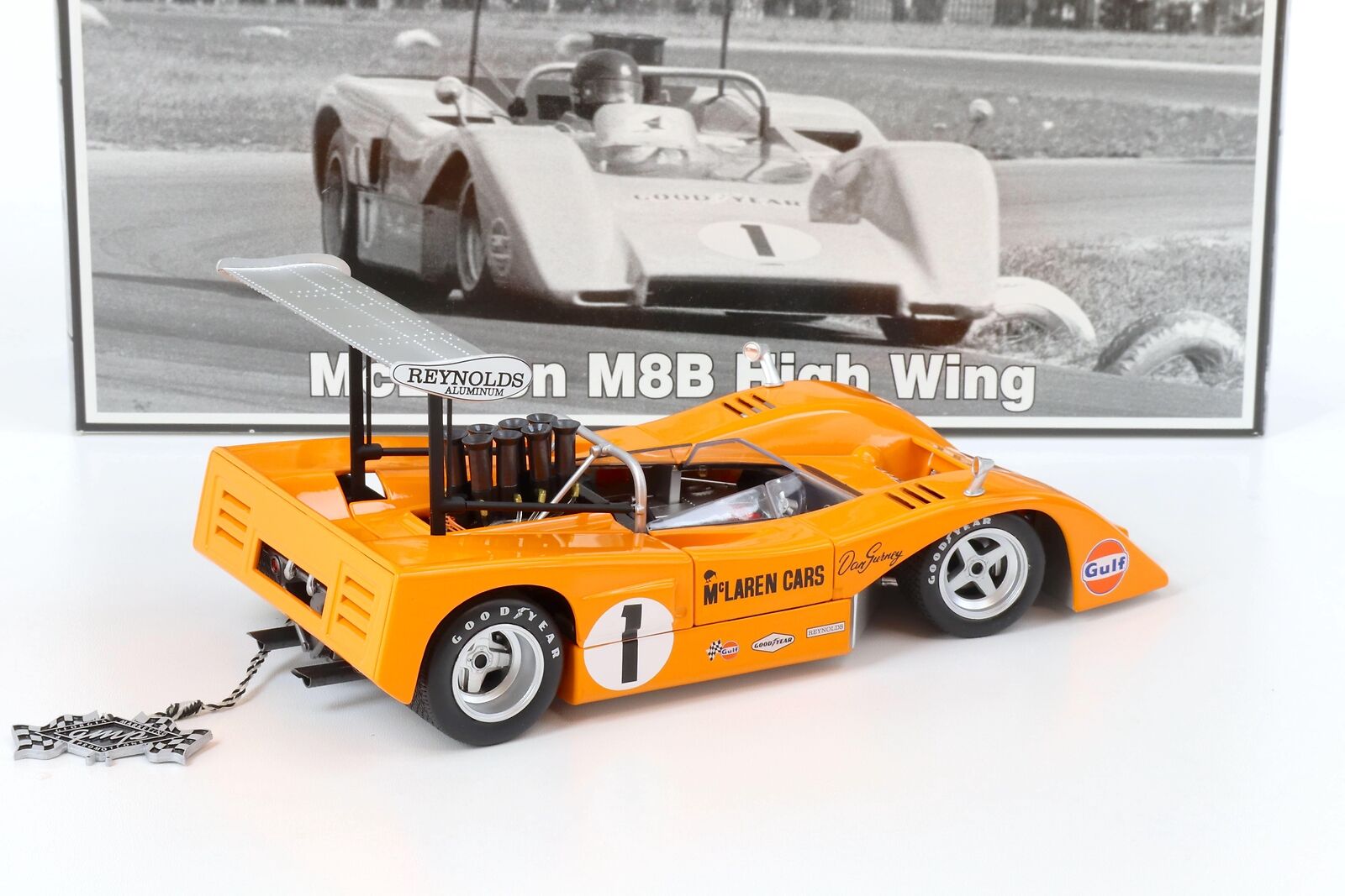 McLaren M8B High Wing CanAm Dan Gurney Orange #1 by GMP (Échelle-Scale ...