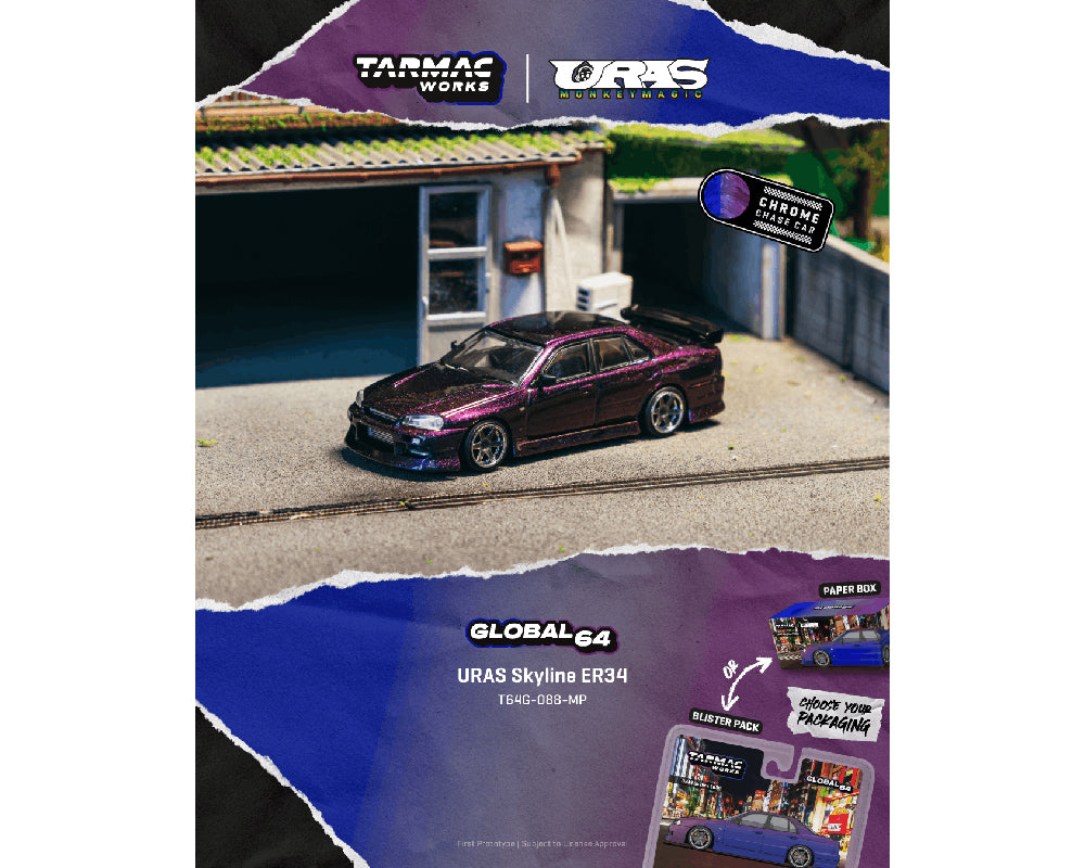 Nissan Skyline ER34 URAS Midnight Purple Tarmac Works 1:64 T64G-088-MP ...