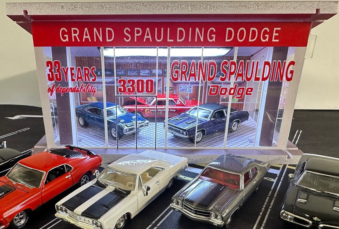 (Échelle-Scale 1:64 Diorama) Mr. Norms Grand Spaulding Dodge Showroom ...