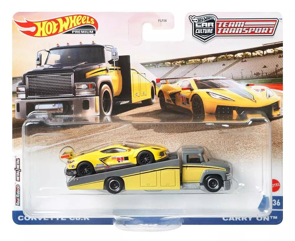 Hot Wheels Premium Team Transport Chevrolet Corvette C8.R + Carry On ...