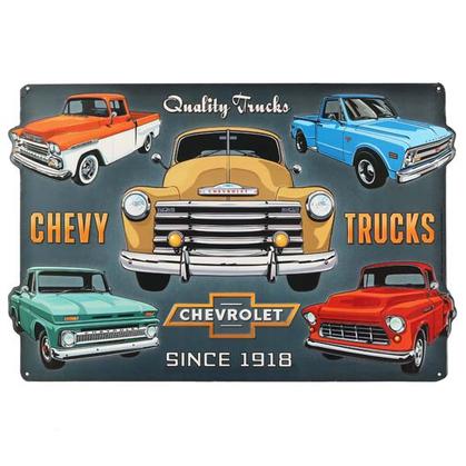 Chevrolet TRUCK COLLAGE EMBOSSED TIN SIGN (18"x12") – Nice Car Collections