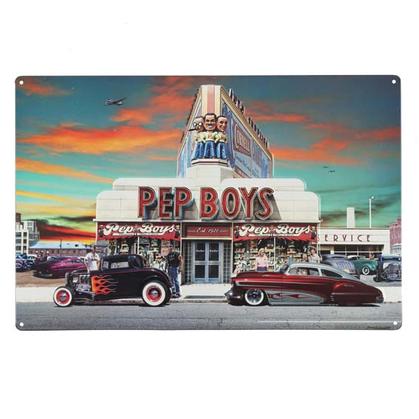PEP BOY'S EMBOSSED TIN SIGN 18"x12" – Nice Car Collections