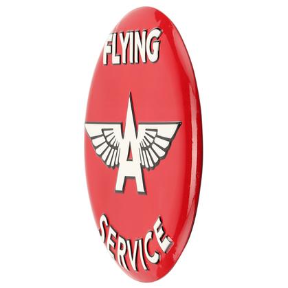 FLYING A SERVICE EMBOSSED TIN BUTTON SIGN 14"x14" – Nice Car Collection