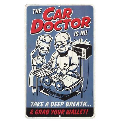 THE CAR DOCTOR IS IN RETRO TIN SIGN 8"X13" – Nice Car Collection